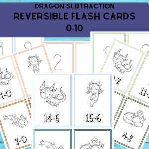 Printable Subtraction Flash Cards (0-10),dragon Subtraction Flashcards ...