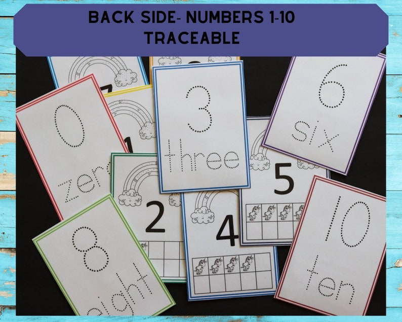 Printable Numbers Flash Cards, Unicorn Numbers Flashcards, Pre-k Flash ...