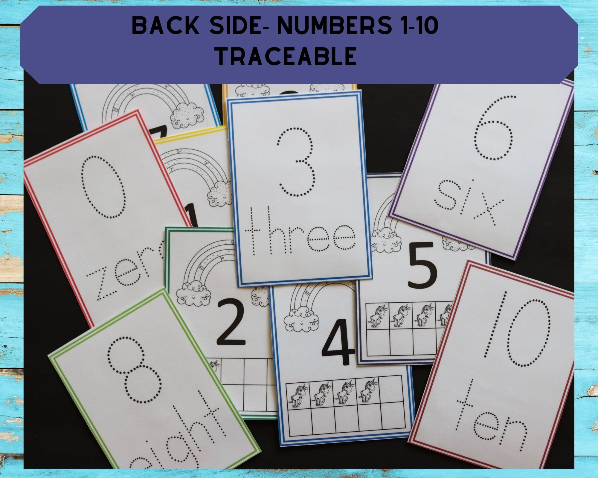 Printable Numbers Flash Cards, Unicorn Numbers Flashcards, Pre-k Flash ...