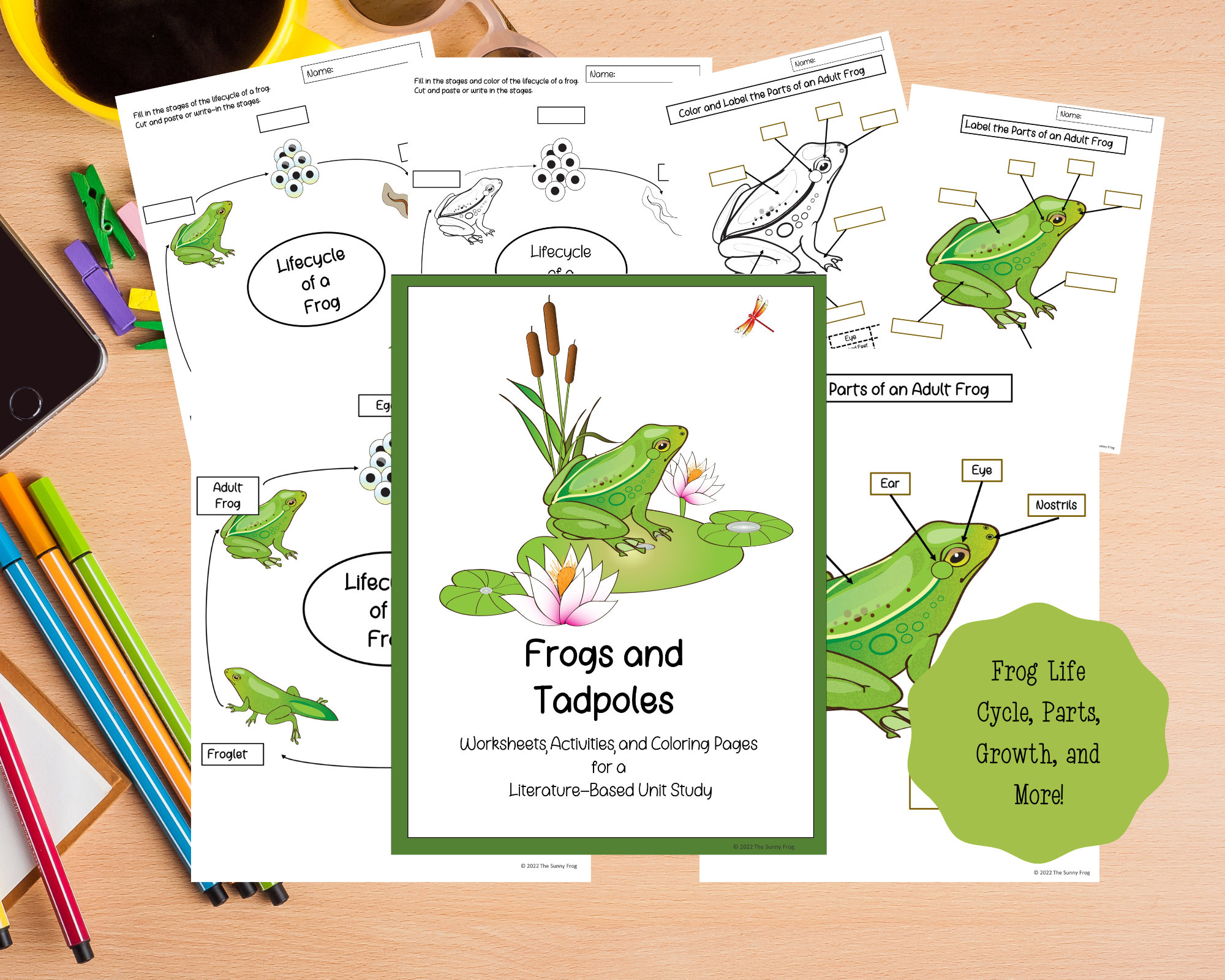 Printable Frogs and Tadpoles Literature-based Unit Study, Life Cycle ...