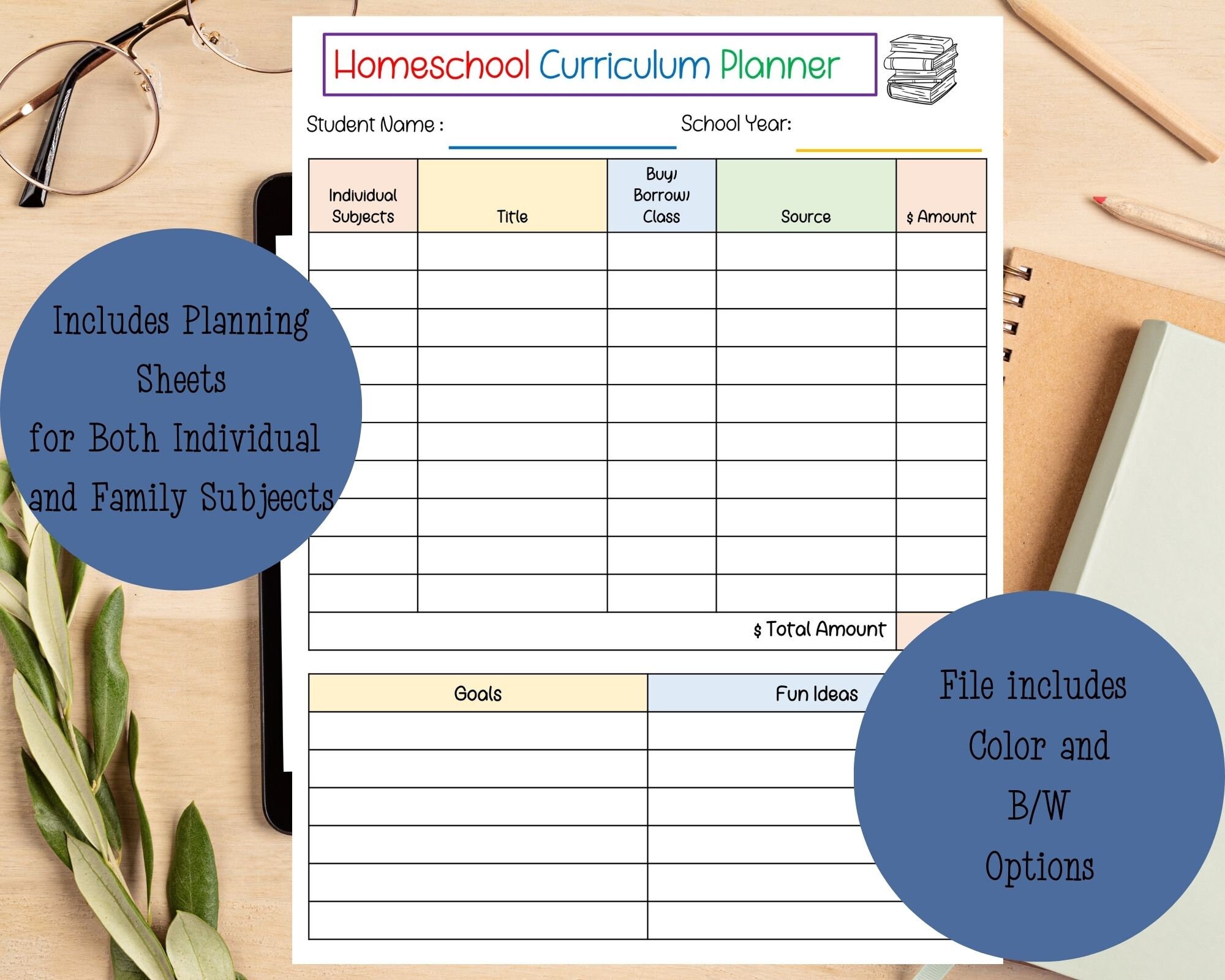 Printable Daily Homeschool Curriculum Planning Worksheets, Curriculum ...