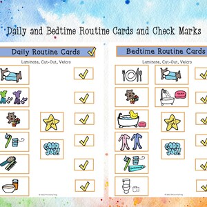 Printable Kids Daily-bedtime Routine Chart, Velcro Activity Kids Chart ...