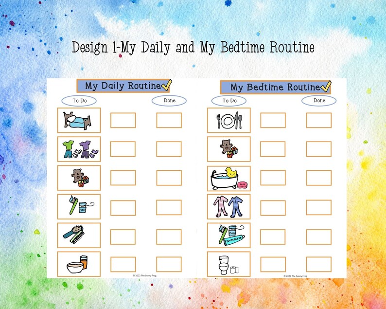 Printable Kids Daily-bedtime Routine Chart, Velcro Activity Kids Chart ...