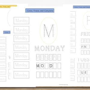 Printable Days of the Week Tracing Worksheets, Printable Seven Days of ...