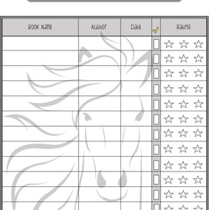 Printable Book Log, Horse Theme, Reading Tracker, Book List, Track My ...