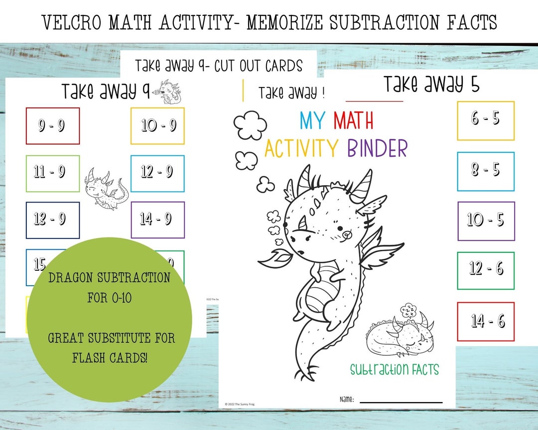 Printable Subtraction Memory Activity, Dragon Theme Subtraction ...