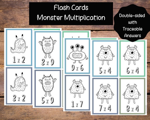Printable Monster Multiplication Flash Cards Multiplication - Etsy