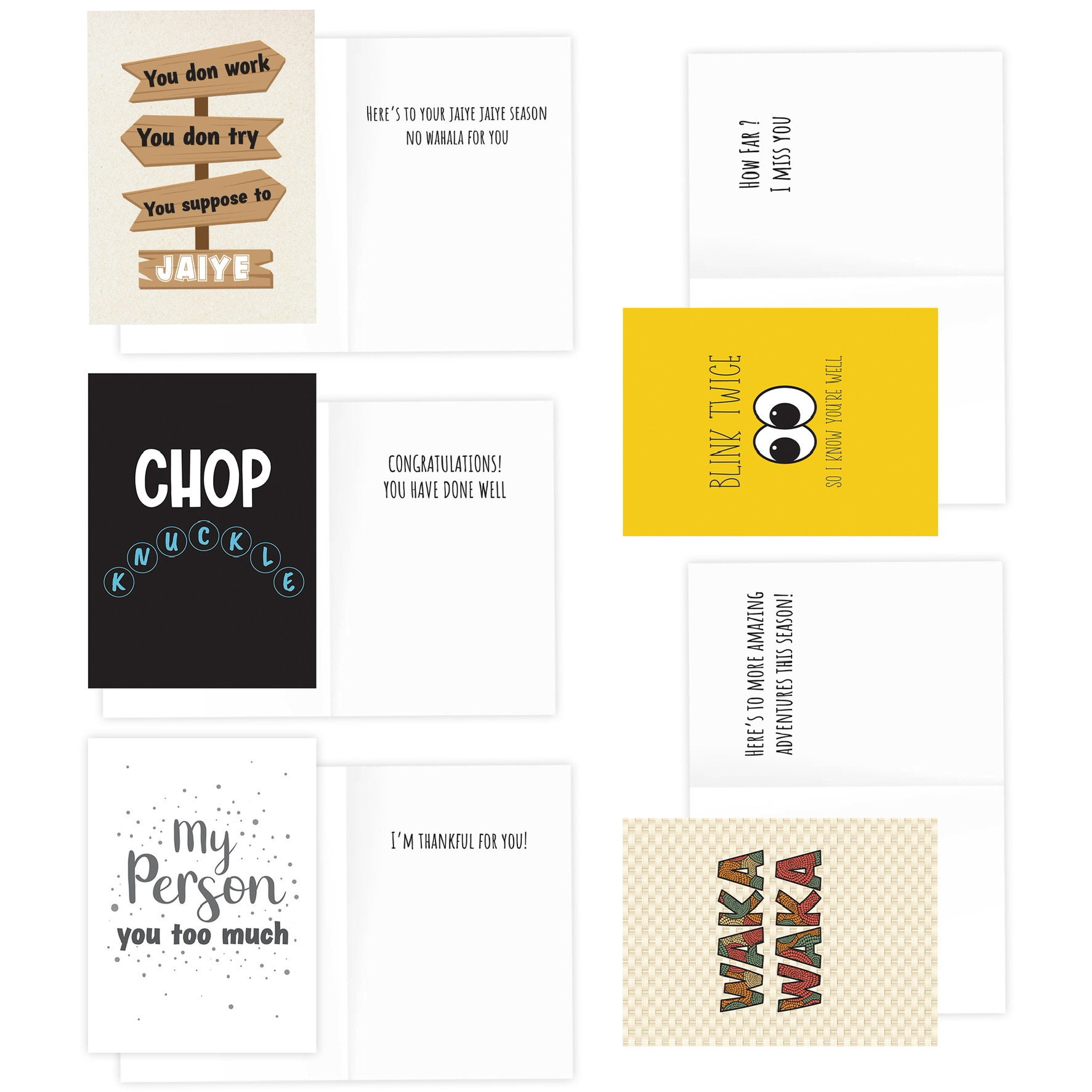 10 Pack Premium Nigerian Greeting Cards, Fun Assorted Cards With ...