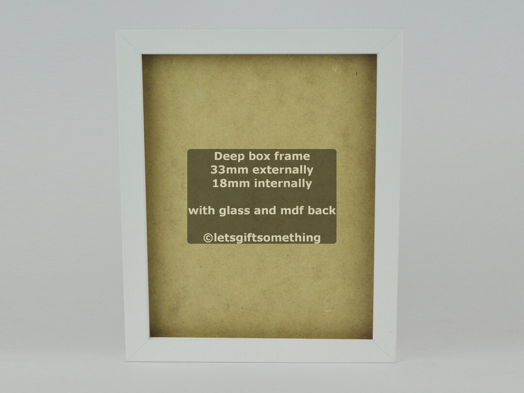 White Premium Solid Wood Box Frames Deep Picture Frames for Keepsakes ...