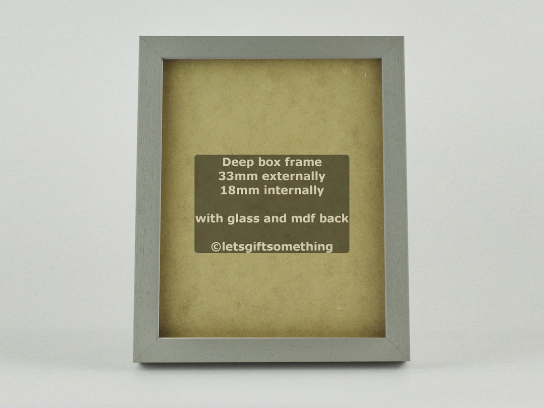 Grey Premium Box Frames Deep Picture Frames for Keepsakes and More ...