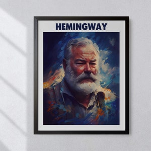 Ernest Hemingway Oil Painting Art Print Portrait POSTER | Classic ...