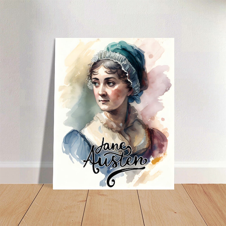 Jane Austen Watercolor Art Print Portrait POSTER | Classic Literature ...