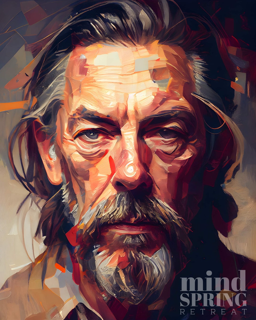 Alan Watts Oil Painting Art Print Portrait POSTER 2 Spirituality ...