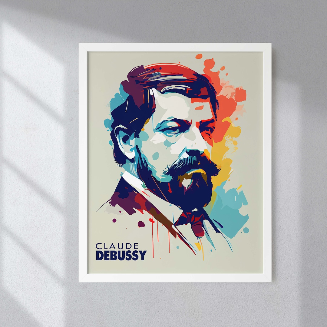 Claude Debussy Watercolor Minimalist Art Print Portrait POSTER | Classical Music Physical Wall ...
