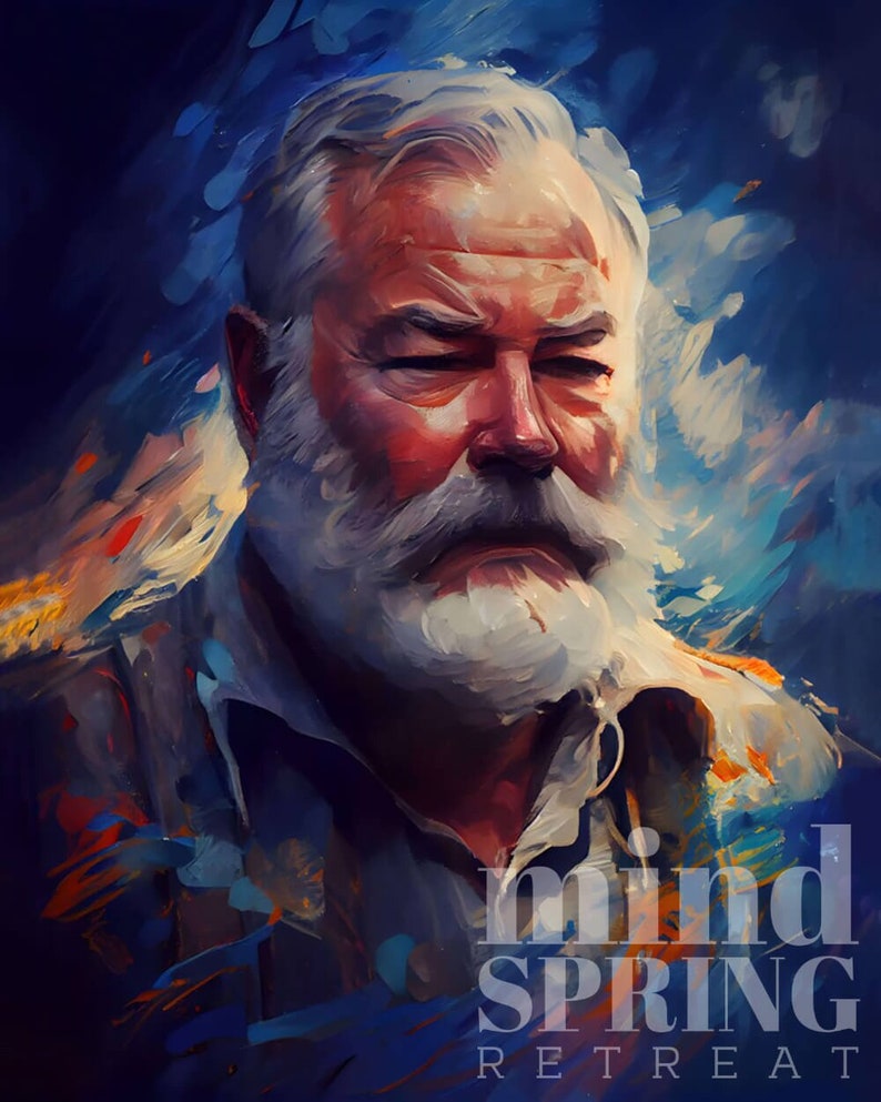 Ernest Hemingway Oil Painting Art Print Portrait POSTER Classic ...