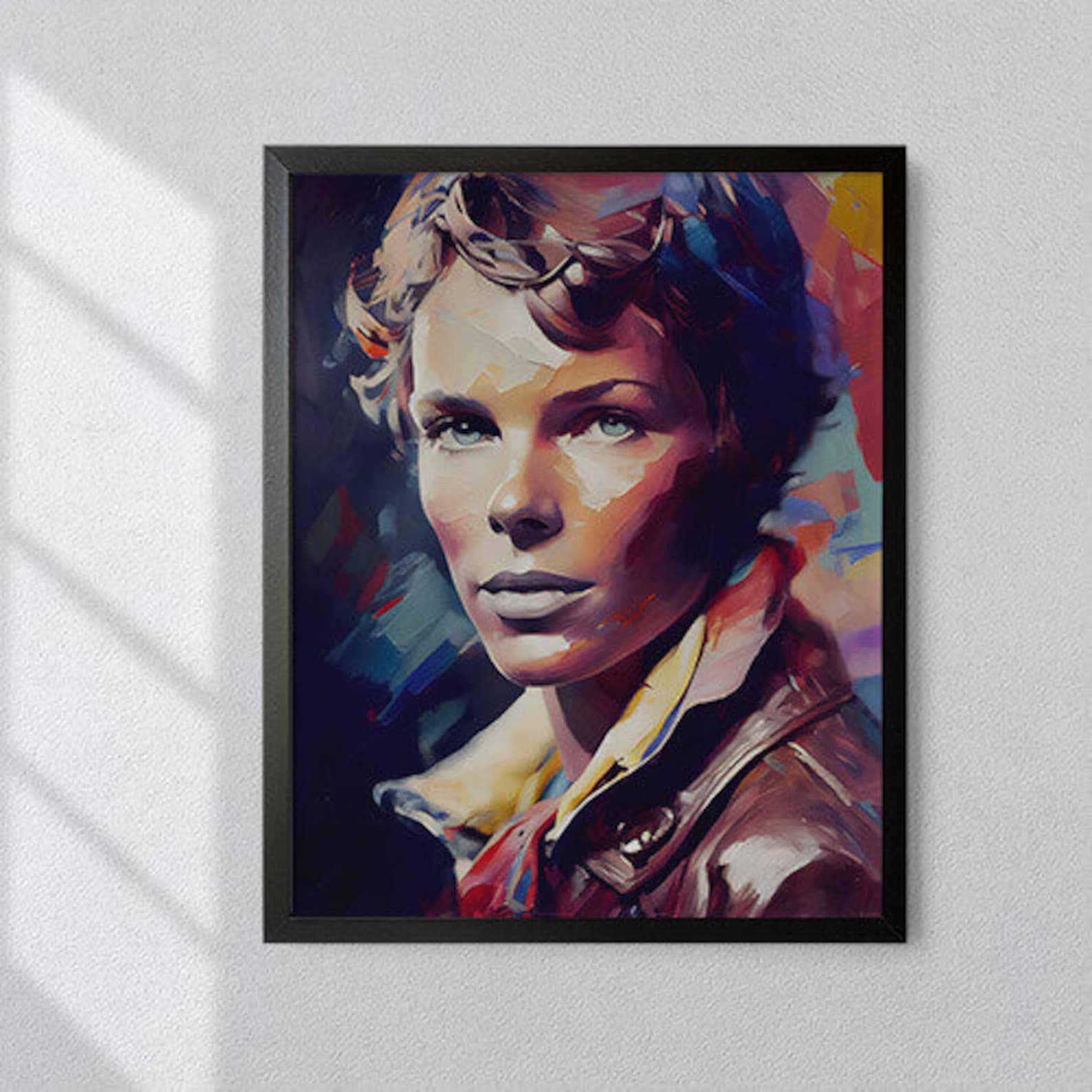 Amelia Earhart Oil Painting Art Print Portrait POSTER | Aviation ...