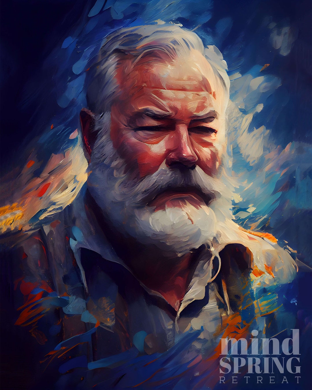 Ernest Hemingway Oil Painting Art Print Portrait POSTER - Etsy