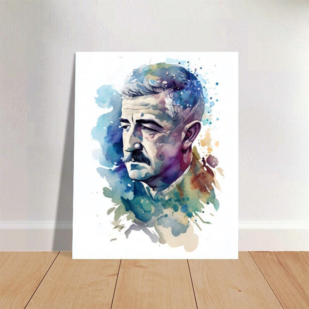 William Faulkner Watercolor Art Print Portrait POSTER | Classic ...