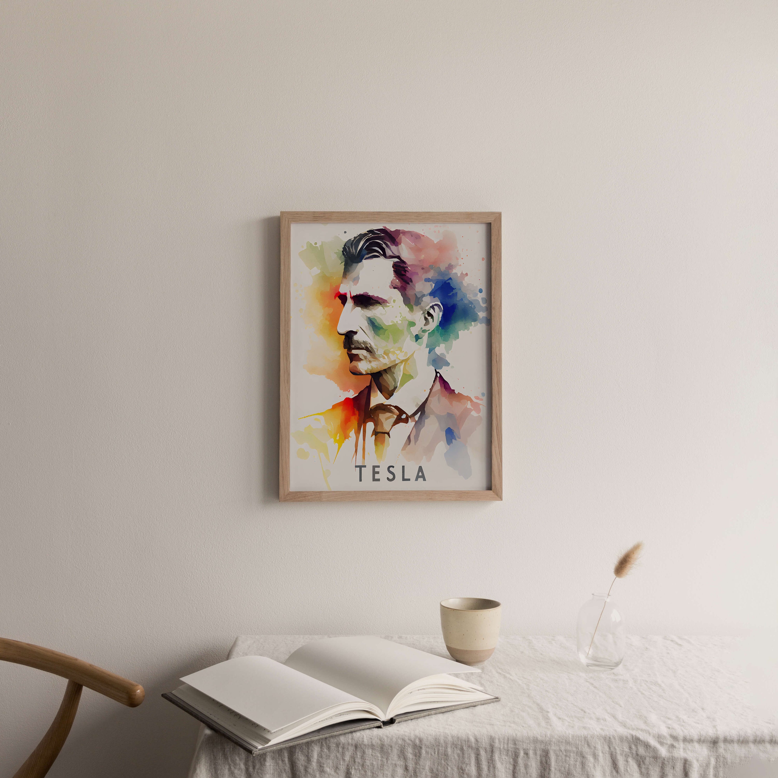 Nikola Tesla Watercolor Art Print Portrait POSTER 2 Science - Etsy