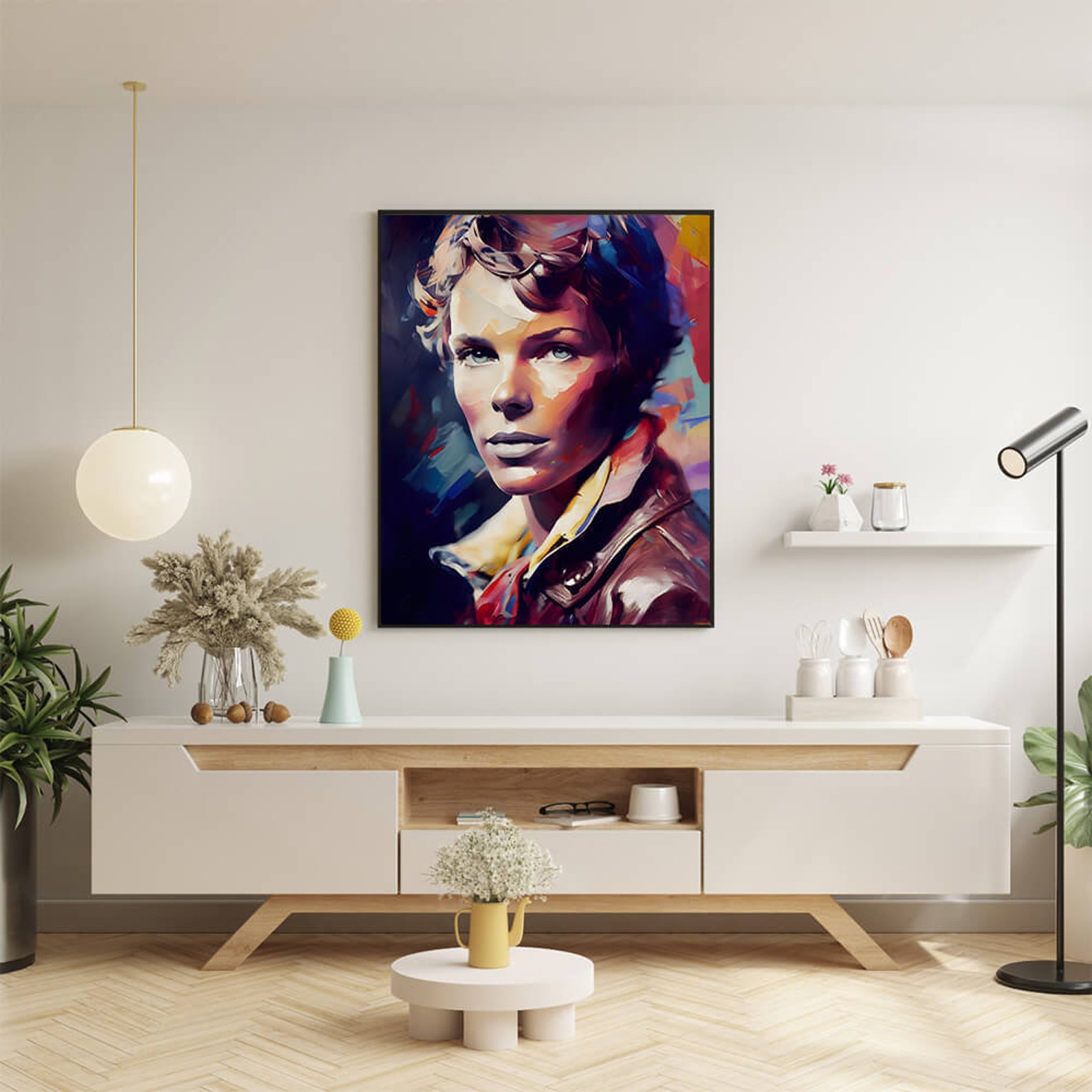 Amelia Earhart Oil Painting Art Print Portrait POSTER | Aviation ...