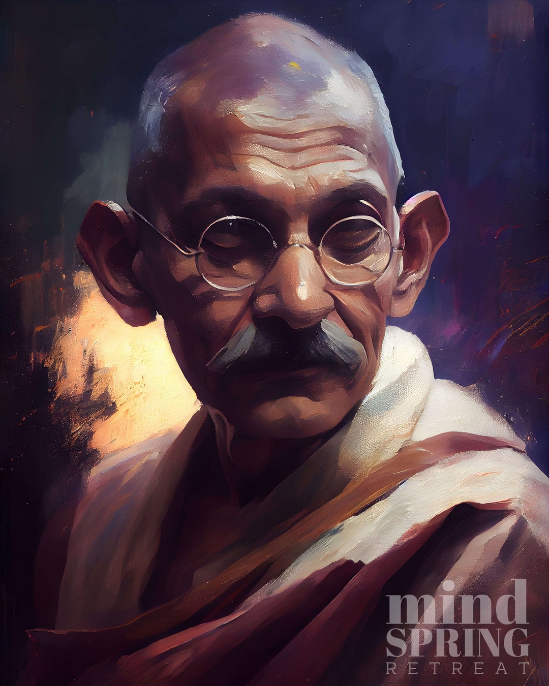 Mohandas Gandhi Oil Painting Art Print Portrait POSTER World - Etsy