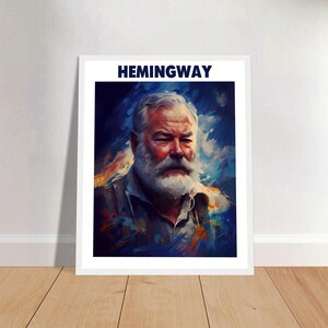 Ernest Hemingway Oil Painting Art Print Portrait POSTER | Classic ...