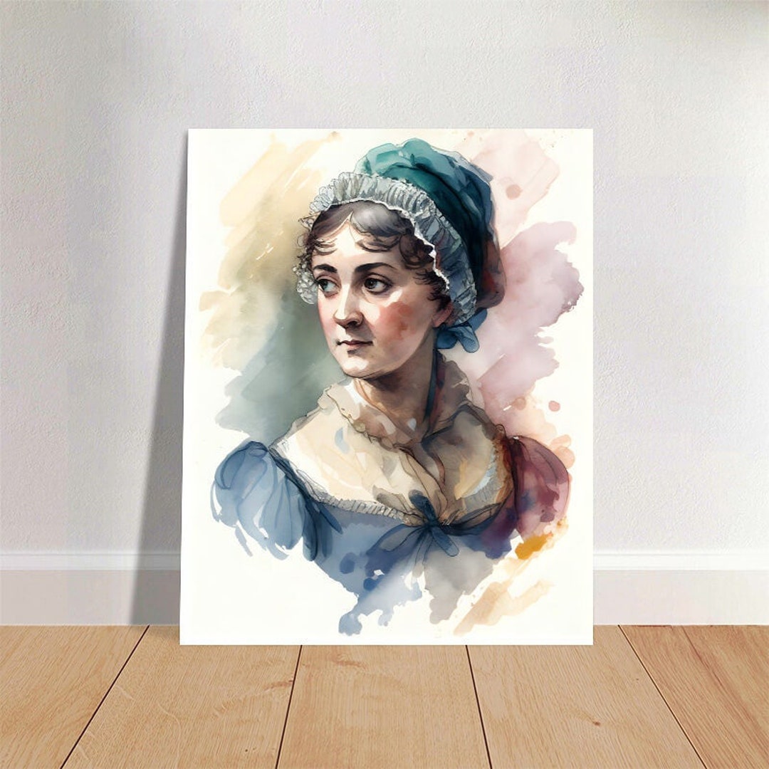 Jane Austen Watercolor Art Print Portrait POSTER | Classic Literature ...