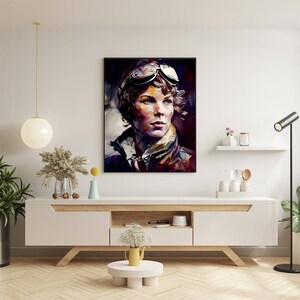 Amelia Earhart Oil Painting Art Print Portrait POSTER 2 Aviation ...