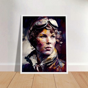 Amelia Earhart Oil Painting Art Print Portrait POSTER 2 | Aviation ...