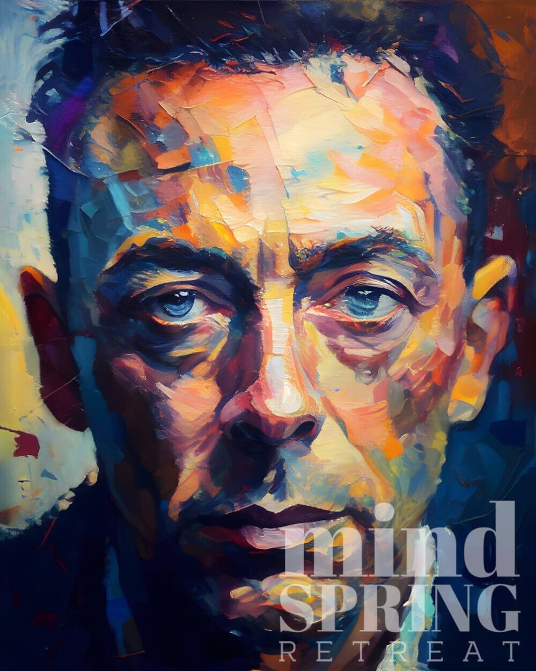 Albert Camus Oil Painting Art Print Portrait POSTER 4 Modern Philosophy ...