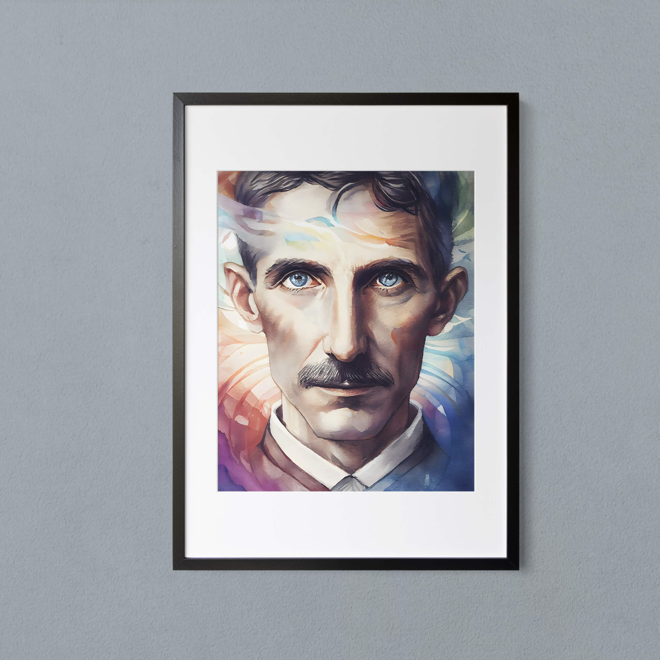Nikola Tesla Watercolor Art Print Portrait POSTER Science - Etsy