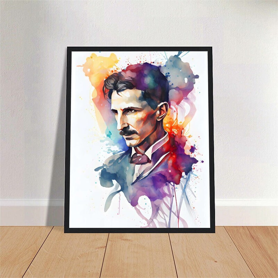 Nikola Tesla Watercolor Art Print Portrait POSTER 3 | Science History ...