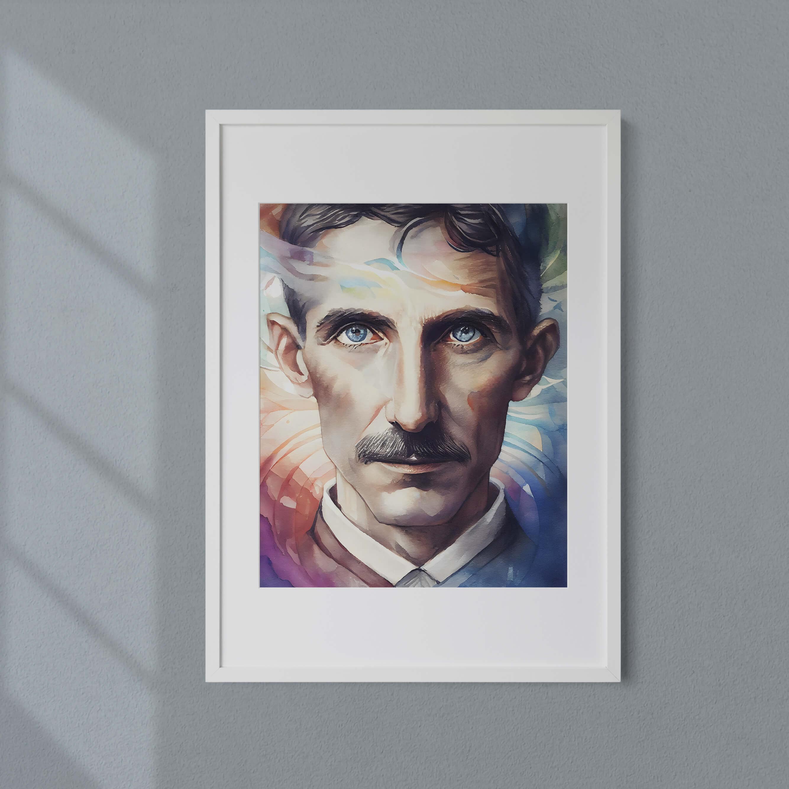 Nikola Tesla Watercolor Art Print Portrait POSTER Science - Etsy