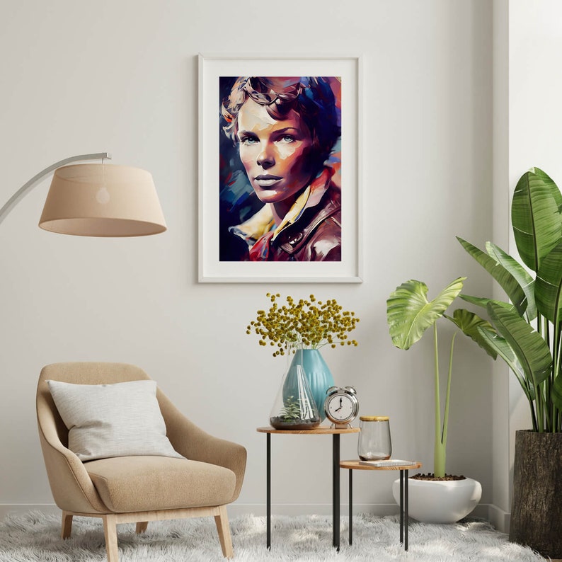 Amelia Earhart Oil Painting Art Print Portrait POSTER | Aviation ...