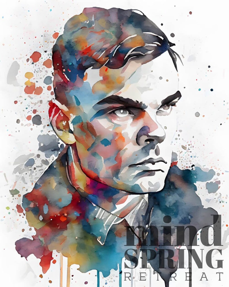 Alan Turing Watercolor Art Print Portrait POSTER Mathematics - Etsy UK