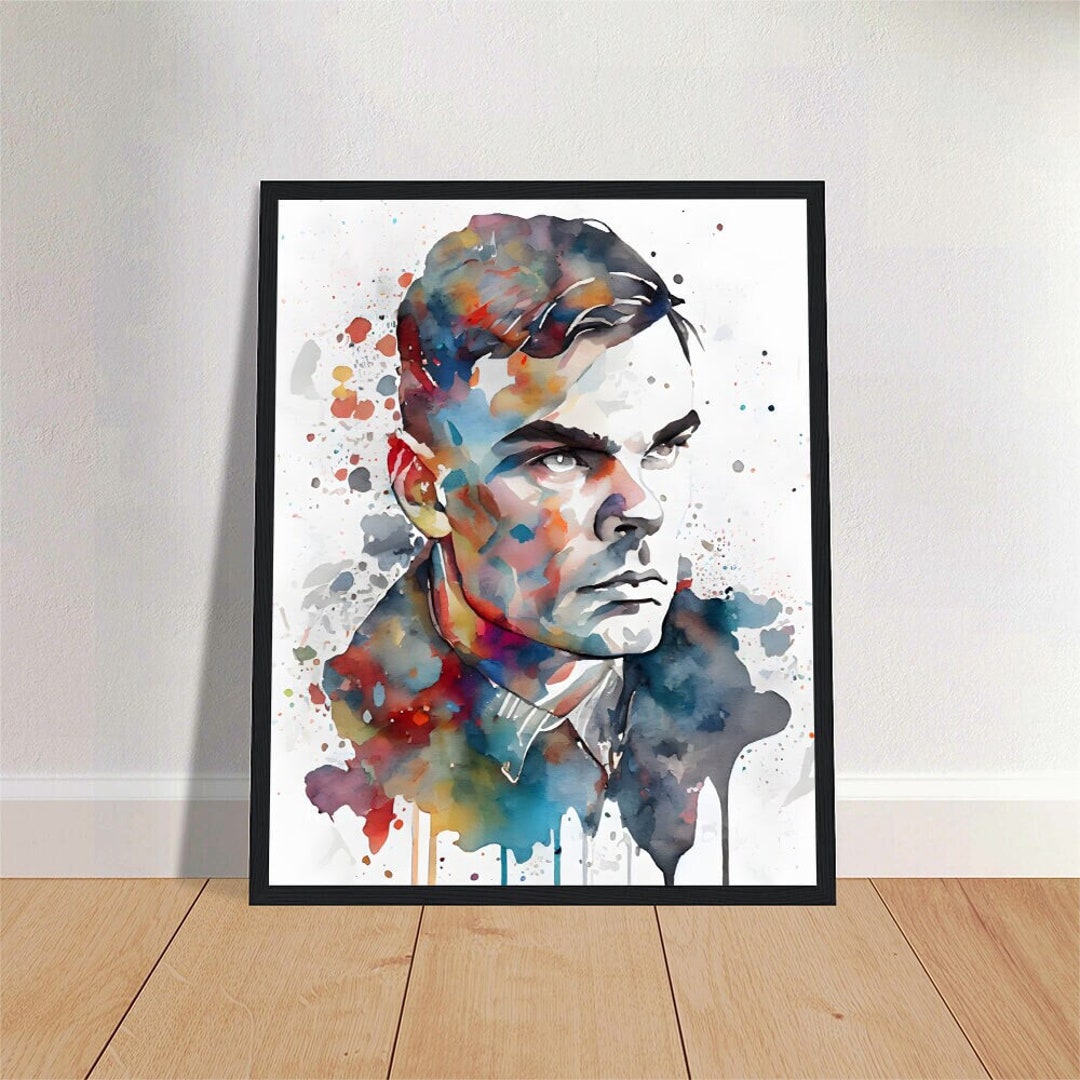 Alan Turing Watercolor Art Print Portrait POSTER | Mathematics Computer ...
