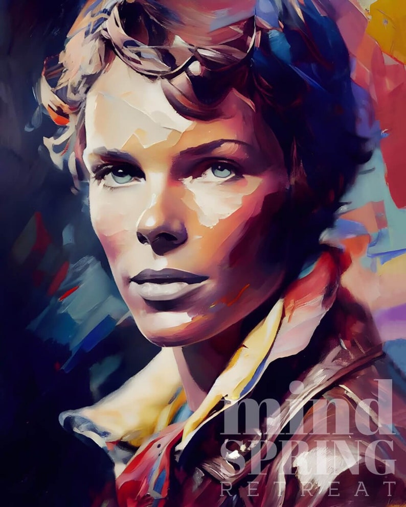 Amelia Earhart Oil Painting Art Print Portrait POSTER | Aviation ...