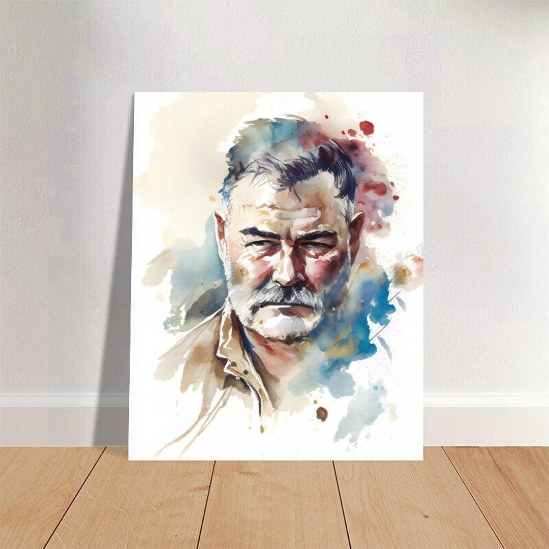 Ernest Hemingway Watercolor Art Print Portrait POSTER 2 | Classic ...