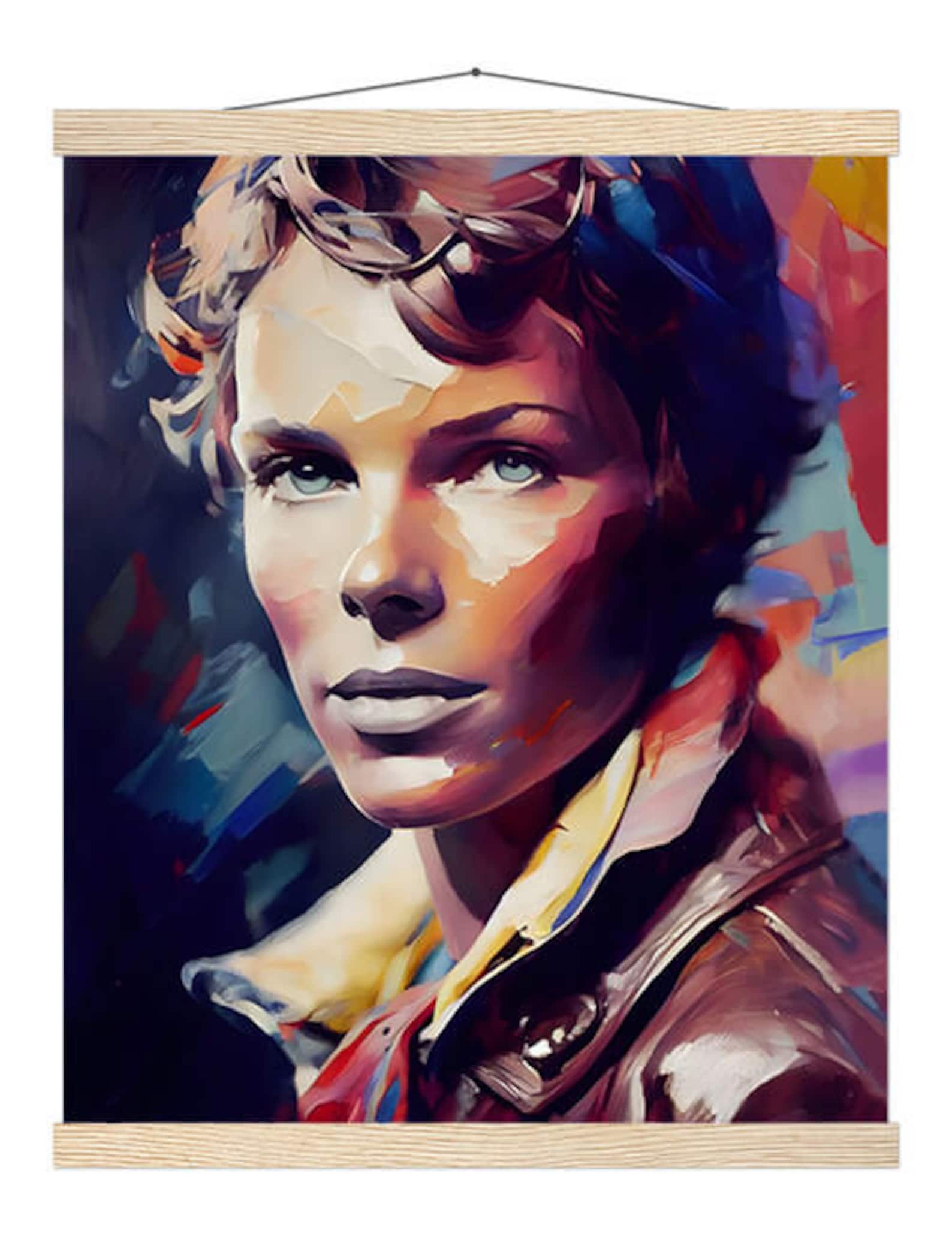 Amelia Earhart Oil Painting Art Print Portrait POSTER - Etsy