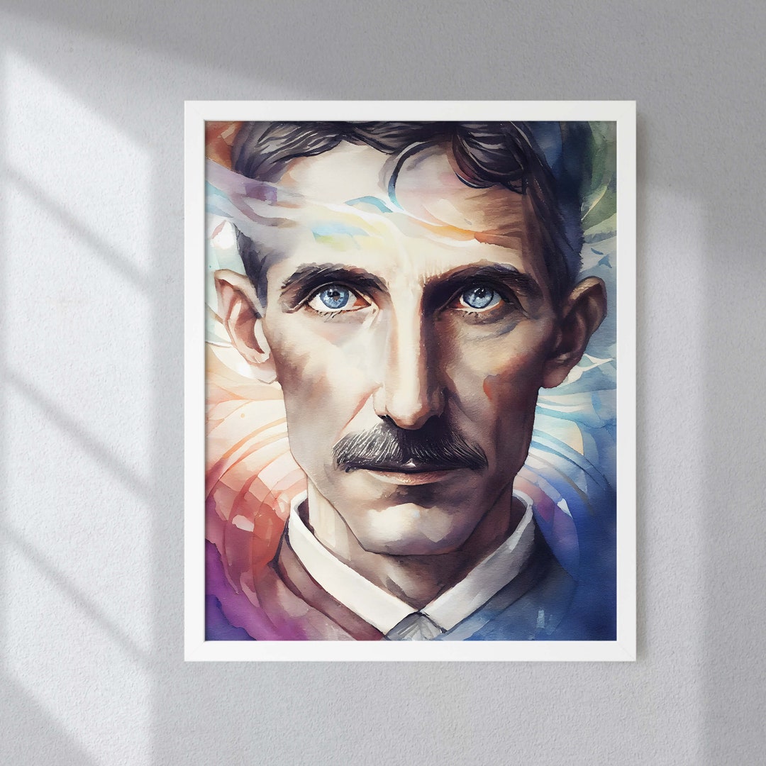 Nikola Tesla Watercolor Art Print Portrait POSTER Science - Etsy