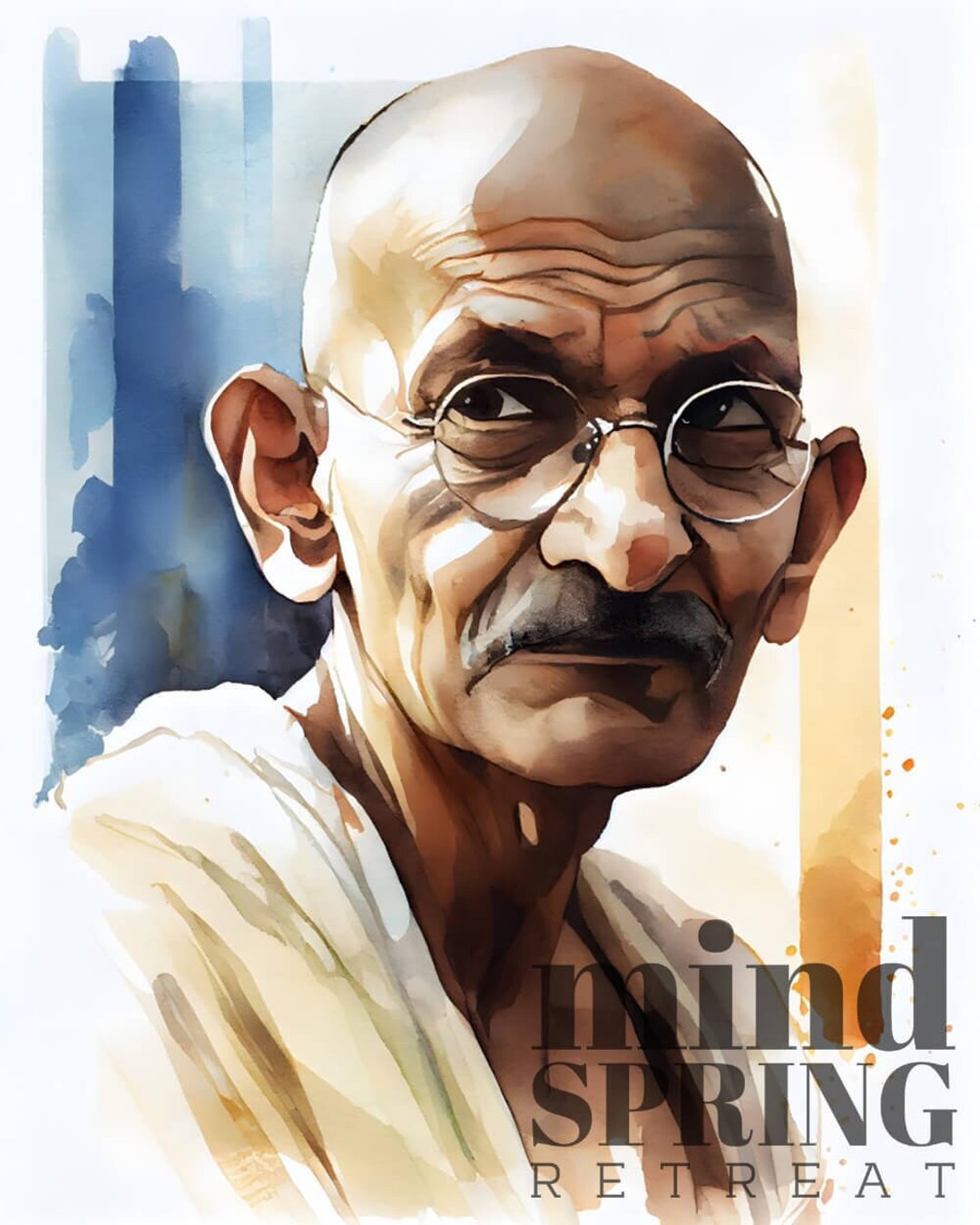 Mohandas Gandhi Watercolor Art Print Portrait POSTER History - Etsy