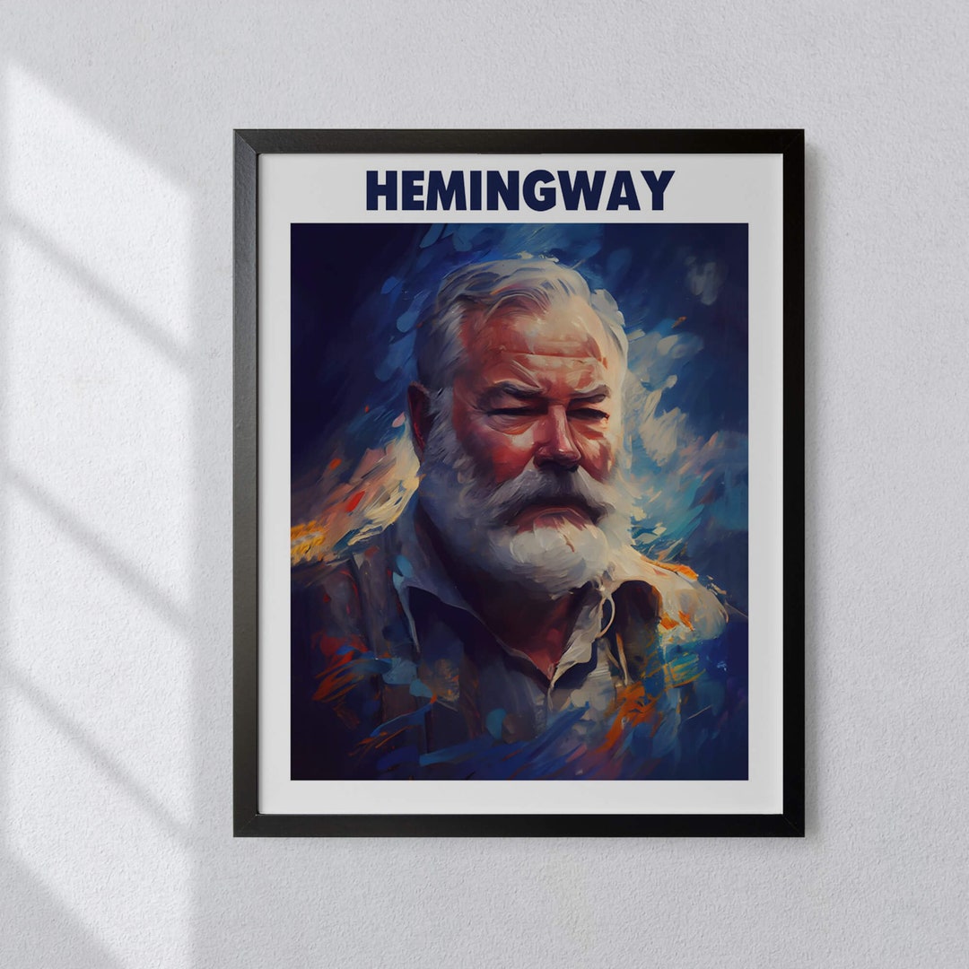 Ernest Hemingway Oil Painting Art Print Portrait POSTER | Classic ...
