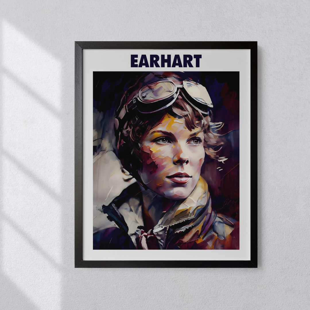 Amelia Earhart Oil Painting Art Print Portrait POSTER 2 | Aviation ...