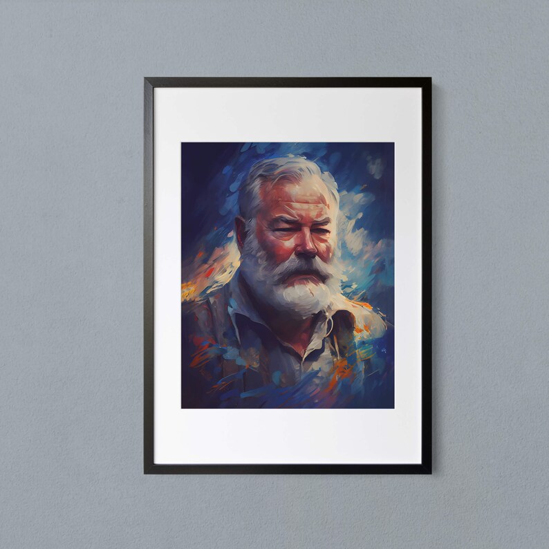 Ernest Hemingway Oil Painting Art Print Portrait POSTER - Etsy
