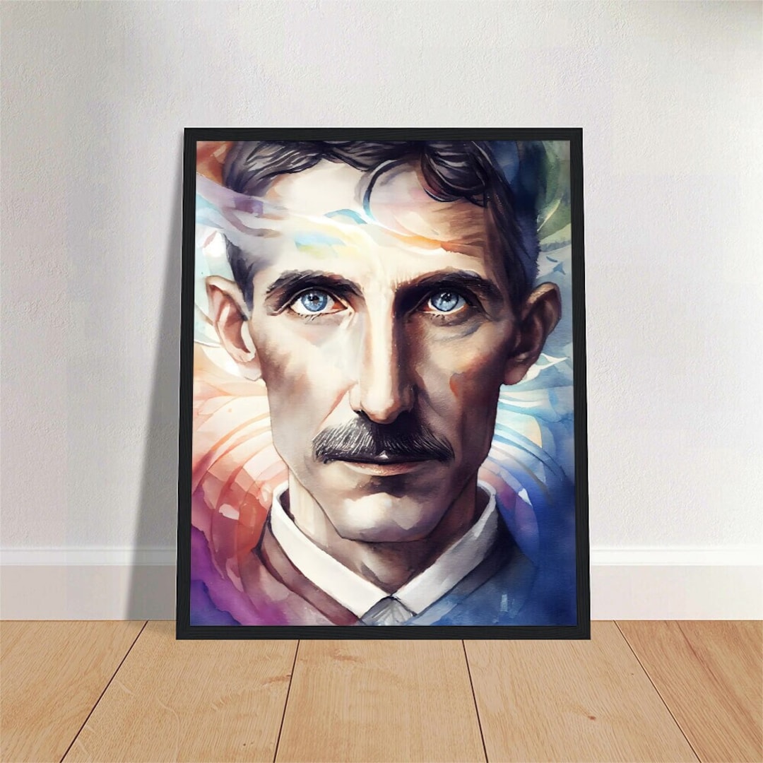 Nikola Tesla Watercolor Art Print Portrait POSTER | Science History ...