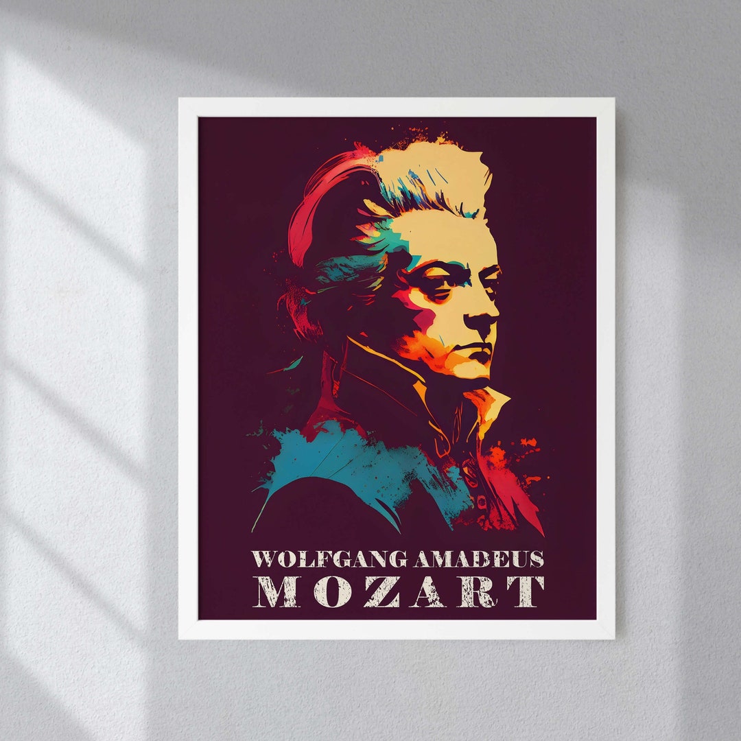 Wolfgang Amadeus Mozart Watercolor Minimalist Art Print Portrait POSTER ...