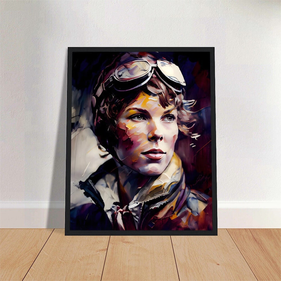 Amelia Earhart Oil Painting Art Print Portrait POSTER 2 Aviation ...