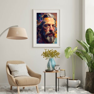 Alan Watts Oil Painting Art Print Portrait POSTER 1 | Spirituality ...