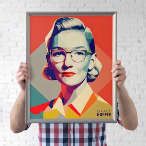 Grace Hopper Retro Minimalist Art Print Portrait POSTER | Computer ...