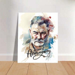 Ernest Hemingway Watercolor Art Print Portrait POSTER 2 | Classic ...